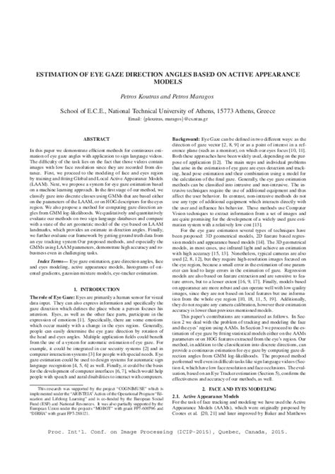 Pdf Estimation Of Eye Gaze Direction Angles Based On Active