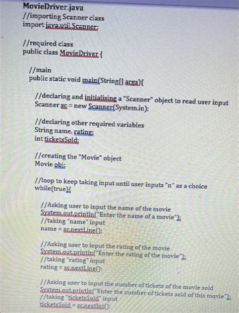 Moviedriverjava Importing Scanner Class Import