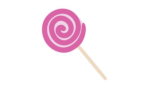 Sweet Swirl Lollipop Clipart Simple Cute Round Lolly Candy On Plastic Stick Flat Vector