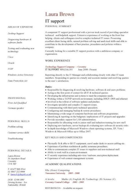 IT Support CV Sample Helpdesk Writing A Good CV Guide