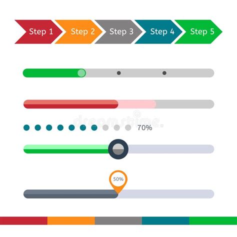 Progress Bar Set Loading Status Bar Web Indicator Process Download