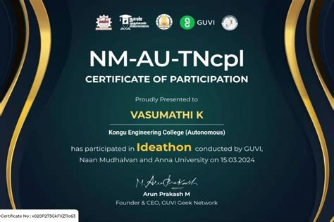 vasumathi kannan on linkedin guviideathon certificateachievement