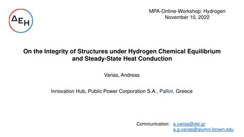 Pdf On The Integrity Of Structures Under Hydrogen Chemical Equilibrium And Steady State Heat