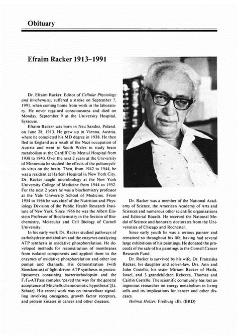 Efraim Racker 1913 1991 Cellular Physiology And Biochemistry Karger Publishers
