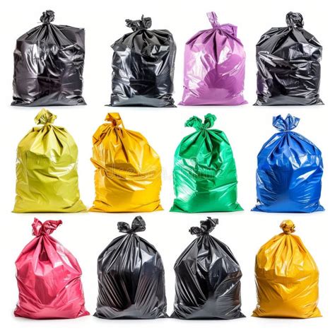 Trash Bags Set Full Plastic Garbage Containers Polyethylene Rubbish