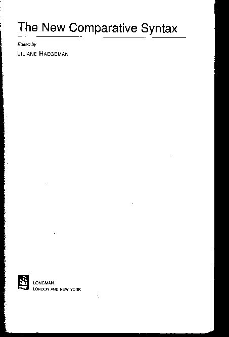 Pdf The New Comparative Syntax