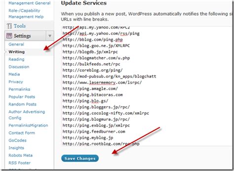 WordPress Ping List For Faster Indexing Of New Post