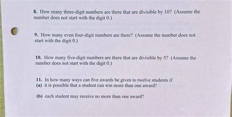 Solved 8 How Many Three Digit Numbers Are There That Are