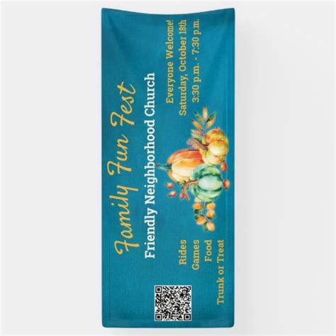 Pumpkin Qr Code Church School Fall Autumn Harvest Banner Zazzle