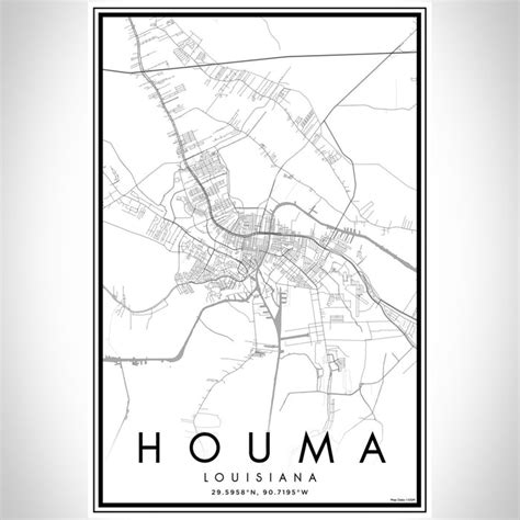Houma Louisiana Map Print In Classic — Jace Maps