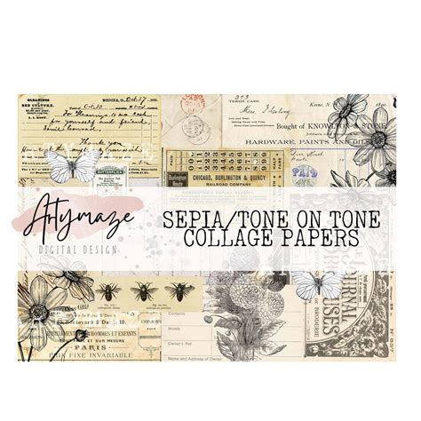 Sepiatone On Tone Collage Paper 14 Sheets Rip Papers Masterboard