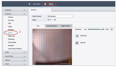 Setup Motion Detect On Web Guard Viewer