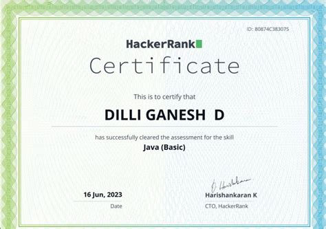 Dilli Ganesh D On Linkedin Hackerrankcertified Codingskills