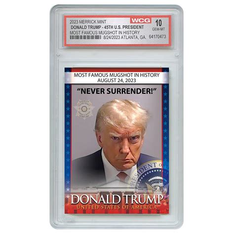 Trump Mugshot Collector Trading Card Graded Gem Mint 10 Trump