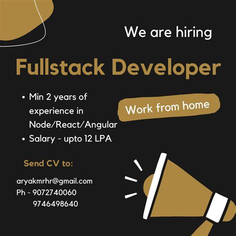 Hiring Fullstackdeveloper Reactjs Nodejs Angularjs Arya Km