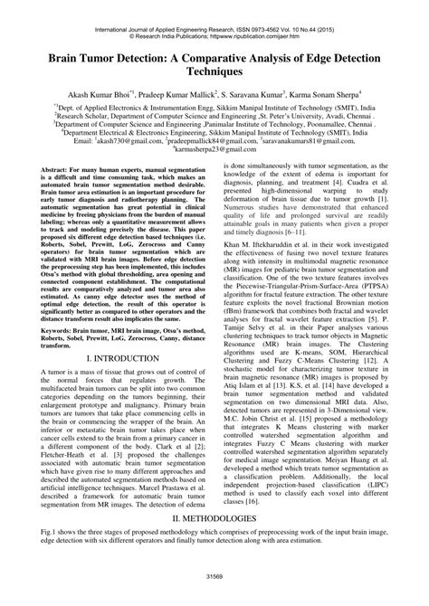 Pdf Brain Tumor Detection A Comparative Analysis Of Edge Detection