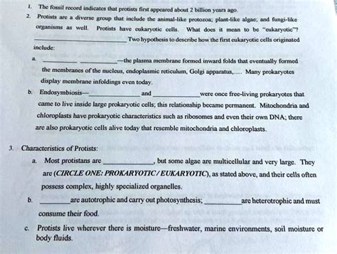 Solved The Fossil Record Indicates That Protists First Appeared About 1 Billion Years Ago