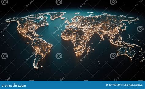 Experience A Visual Representation Of A Global Network Connection Map Featuring Location Signs