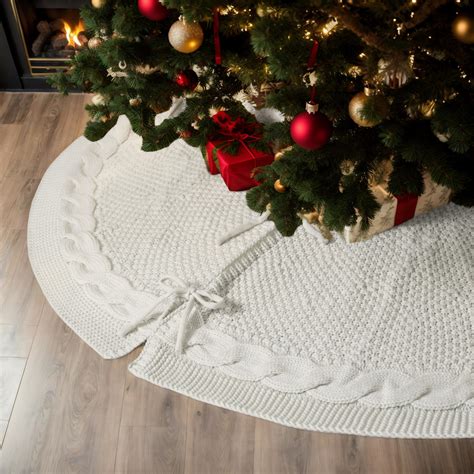36 Inch White Christmas Tree Skirt For 6 Ft Christmas Tree
