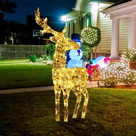Lighted Reindeer Outdoor Costway Pre Lit Reindeer Christmas Lights Led
