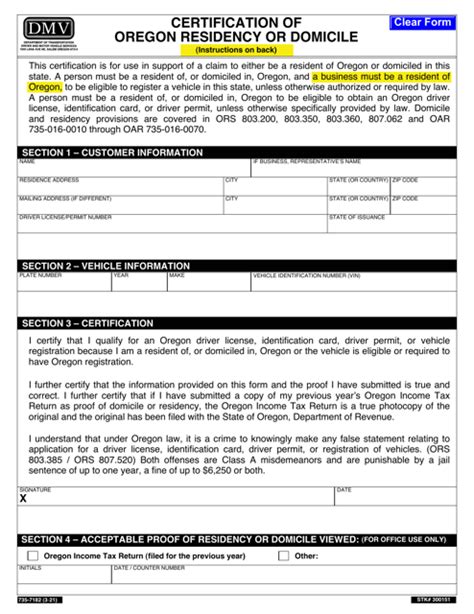 Form 735 7182 Fill Out Sign Online And Download Fillable Pdf Oregon