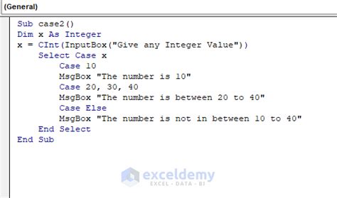 How To Use Vba Case Statement 13 Examples Exceldemy