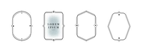 반짝임이 있는 최소한의 선형 프레임 세트입니다 포스터 인사말 카드 초대장을 위한 미적 템플릿 심플한 그래픽 디자인 요소 벡터 일러스트 레이 션입니다 0명에 대한 스톡 벡터