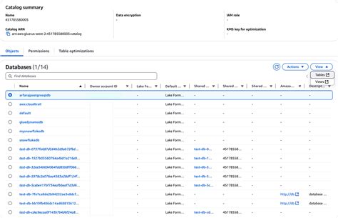 카탈로그 객체 보기 Aws Lake Formation