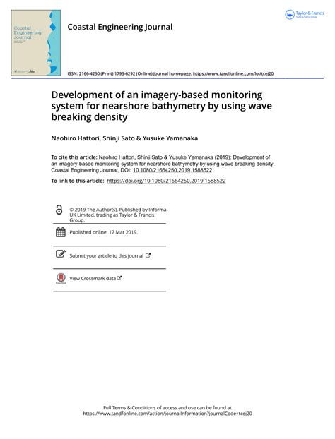 Pdf Development Of An Imagery Based Monitoring System For Nearshore Bathymetry By Using Wave
