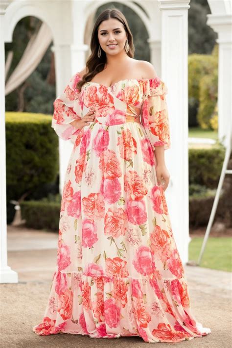 Mallory Plus Size Floral Off Shoulder Maxi Dress Hello Curve