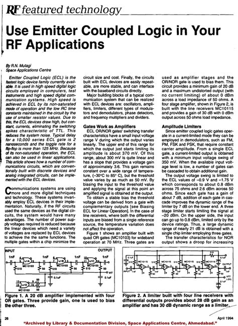 I Use Emitter Coupled Logic In Your Rf Applications