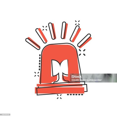 코믹 스타일의 비상 알람 아이콘 격리 된 배경에 경고 램프 만화 벡터 그림 경찰 긴급 스플래시 효과 기호 비즈니스 개념 경계