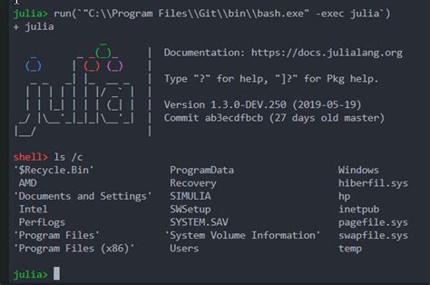 julia running in git bash in atom juno julia programming language