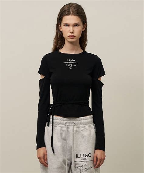 일리고 컷아웃 스트링 롱 슬리브 블랙 위시버킷