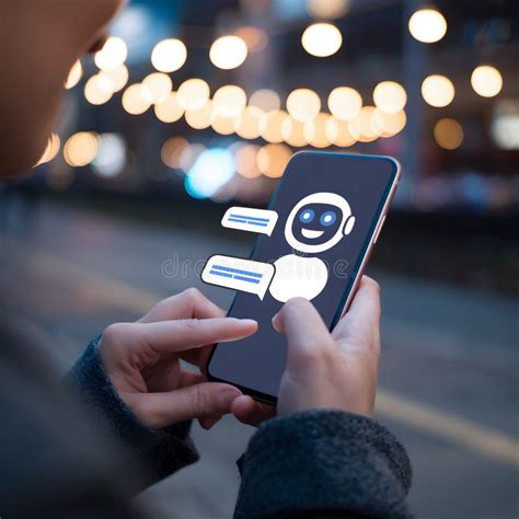 Person Holds A Smartphone Displaying A Chatbot With A Smiling Face And