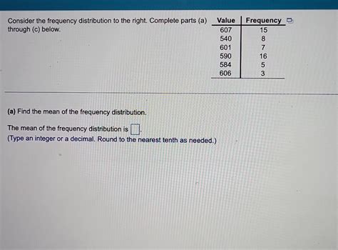 Solved Consider The Frequency Distribution To The Right