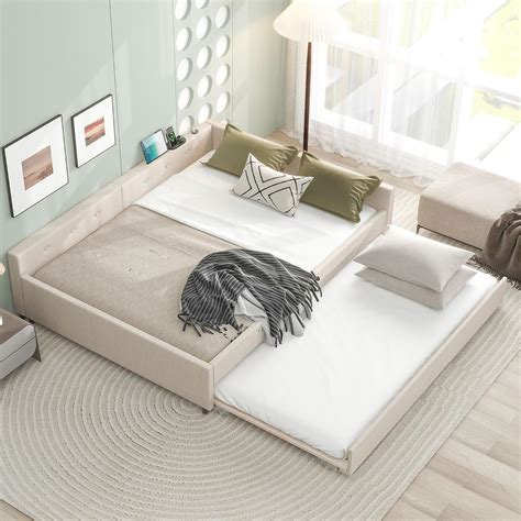 Oudiec Queen Size Upholstered Daybed With Trundlesolid