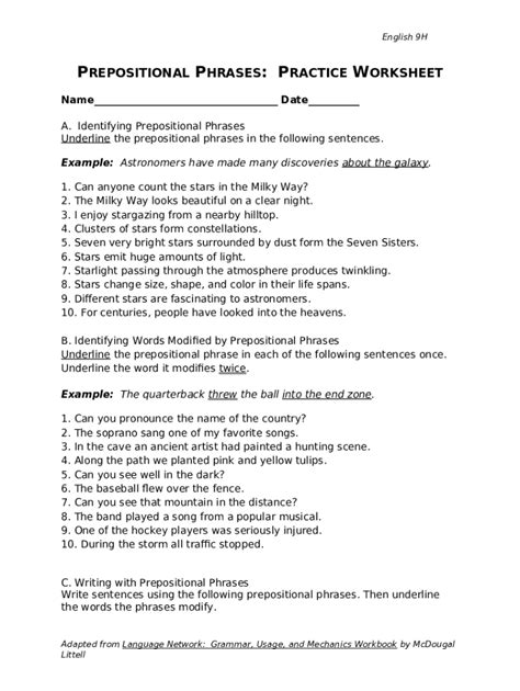 Worksheetsprepositional Phrasessearch Printable