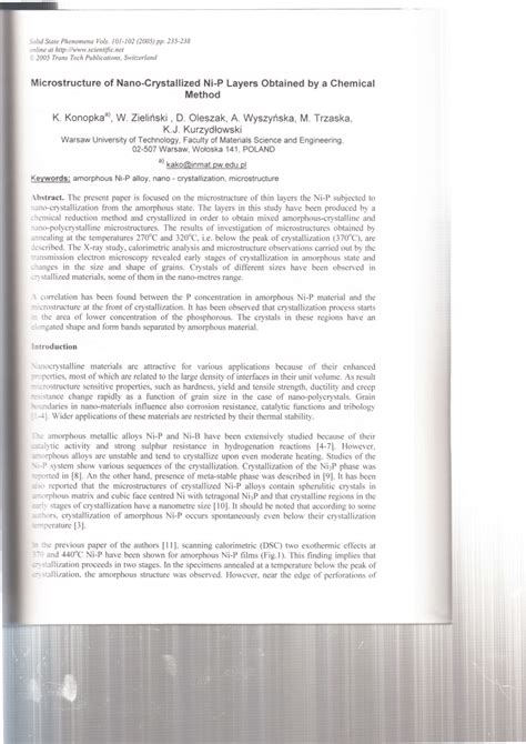 Pdf Microstructure Of Nano Crystallized Nip Layers Obtained By A Chemical Method