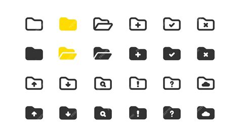 Premium Vector Computer Folder Icon Set Pc File And Document Symbol Search Checkmark Crossmark