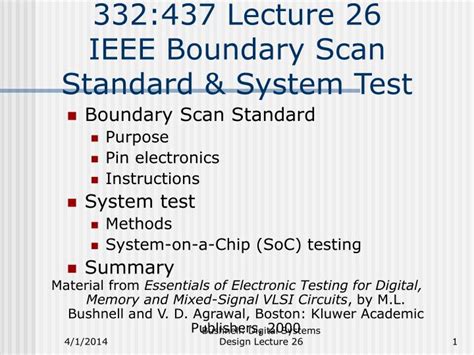 PPT Lecture IEEE Boundary Scan Standard System Test PowerPoint Presentation ID