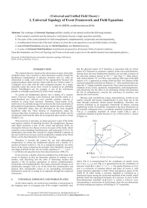 Pdf Universal And Unified Field Theory 1 Universal Topology Of 《universal And Unified