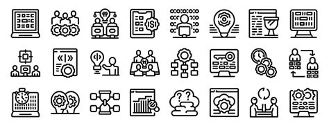 hackathon icon set icons depicting software development lifecycle teamwork coding testing