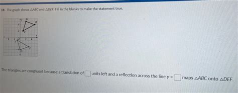 19 the graph shows abc and def fill in the blanks to make the