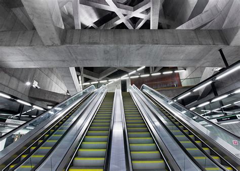 Concrete Beams Cross The Interiors Of Budapest Metro Stations