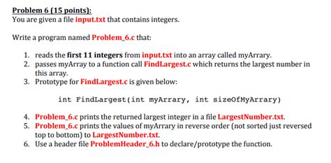solved problem 6 15 points you are given a file input txt