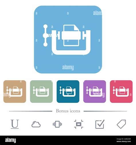 File Compression Solid White Flat Icons On Color Rounded Square Backgrounds Bonus Icons