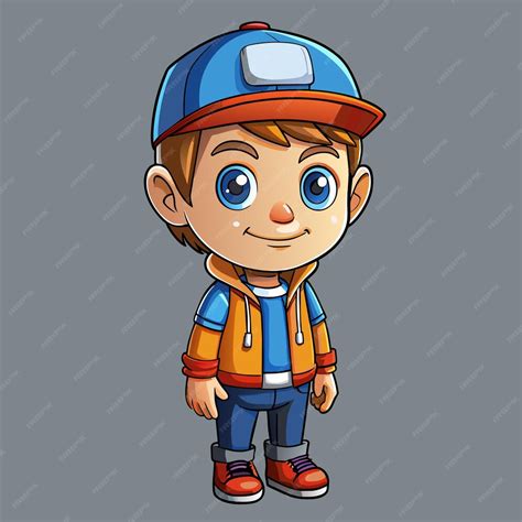 мультфильм мальчика с шапкой и шапкой Премиум векторы