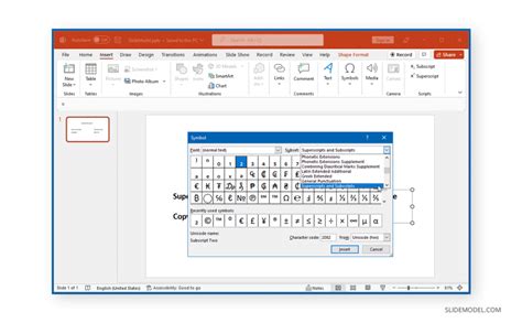 13 subscripts and superscripts drop down menu powerpoint slidemodel