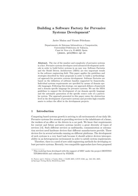 Pdf Building A Software Factory For Pervasive Systems Development